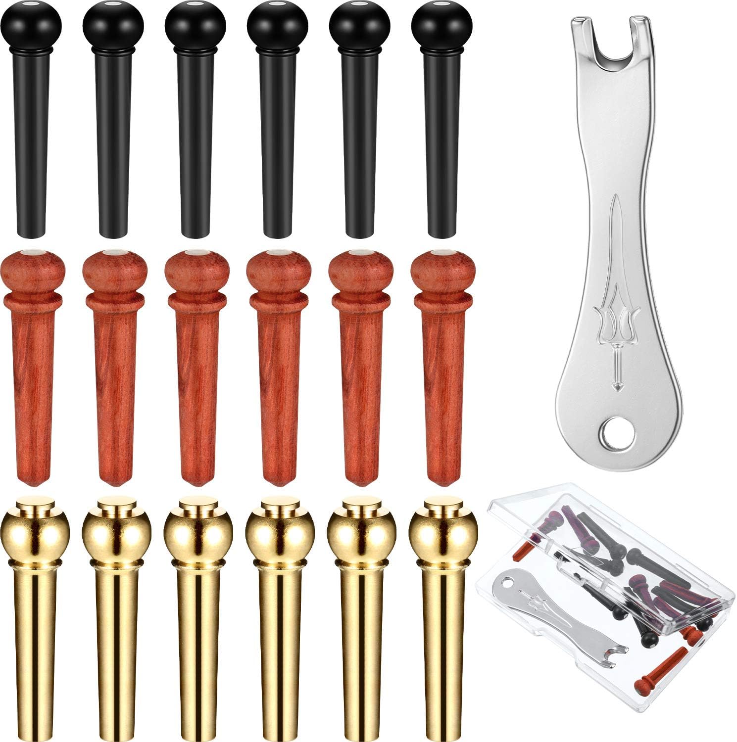 Amazon.com - 19 Pieces Acoustic Guitar Bridge Pins Include 6 Pieces Pure Brass Guitar Bridge ...