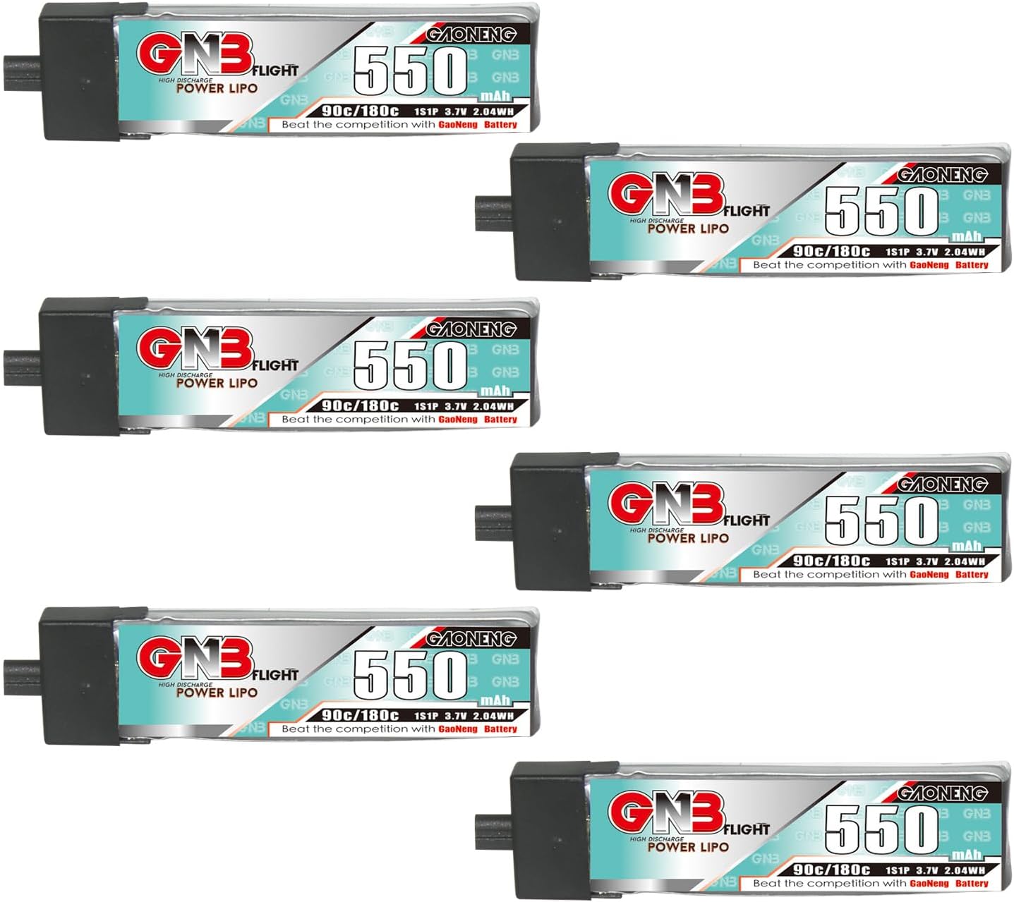 Amazon.com: 6pcs GNB LiPo Battery 1S 550mAh 3.7V 90C 180C for EMAX ...
