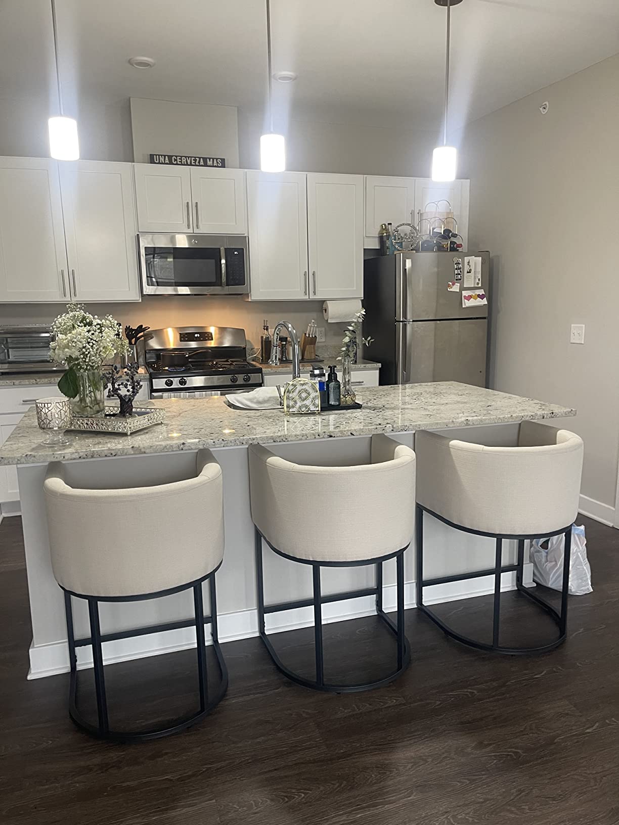 $25/mo - Finance Modern Counter Height Bar Stools, Linen Upholstered ...