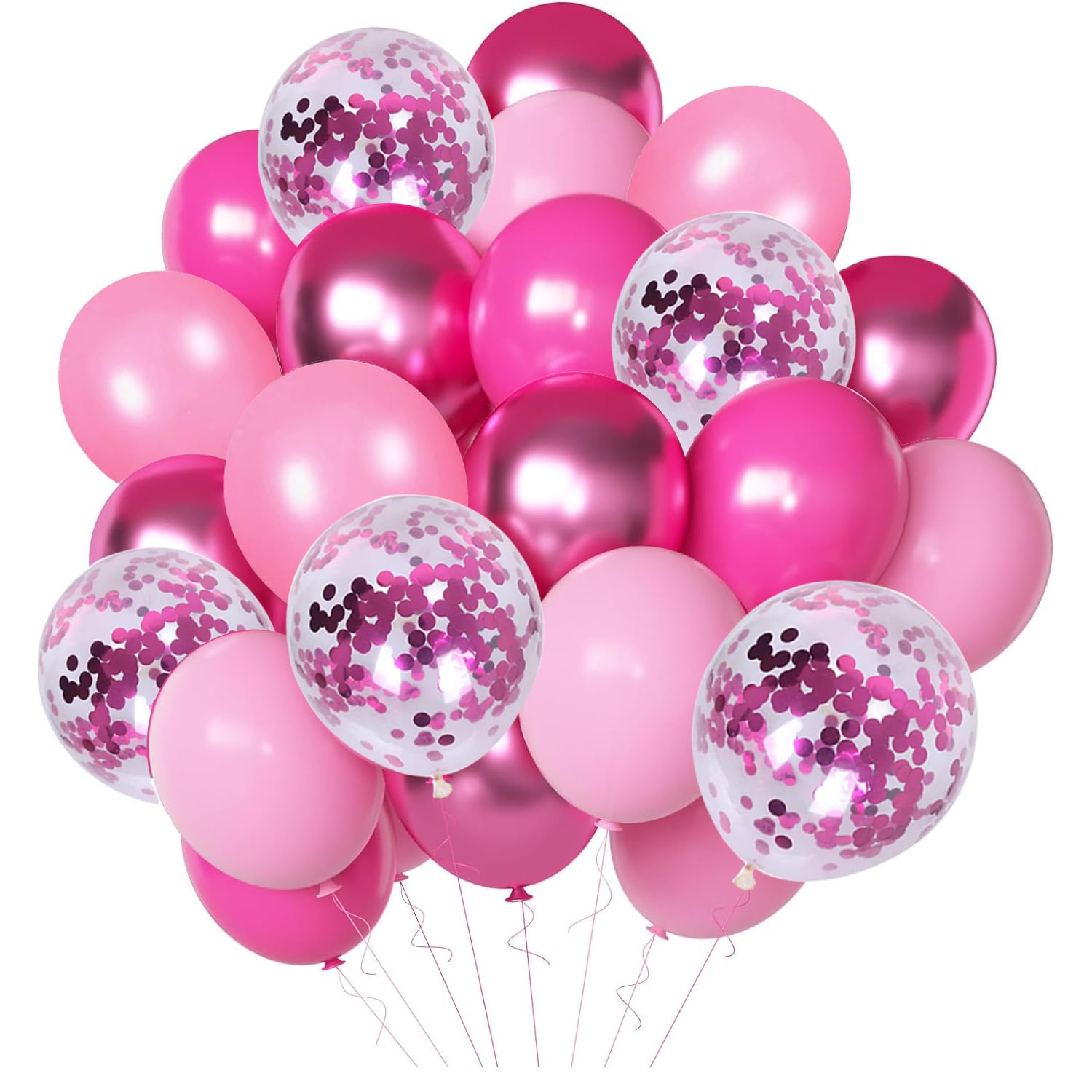 Amazon.com: 55Pcs Pink Balloons Set, 12 Inch Metallic Pink Hot Pink ...