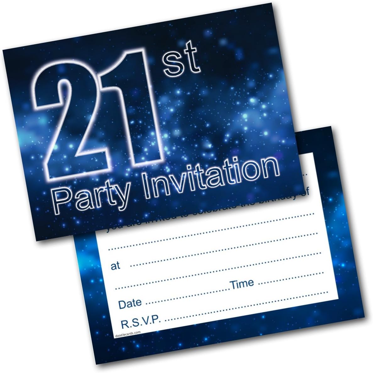 doodlecards 21St Birthday Party Invitations Male Invites Pack of 20 ...