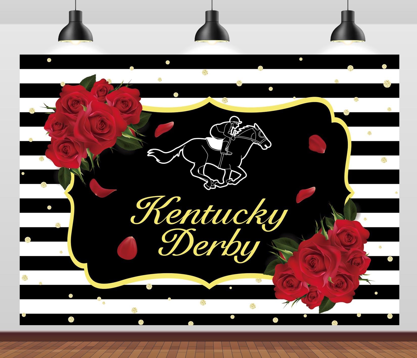 Amazon.com : BELECO 5x3ft Fabric Kentucky Derby Backdrop Run for The ...