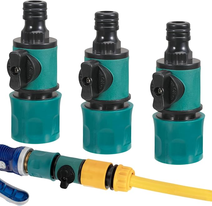 Garden Hose Pipe Connector 3pcs, Hoses Fittings with Individual On/Off ...