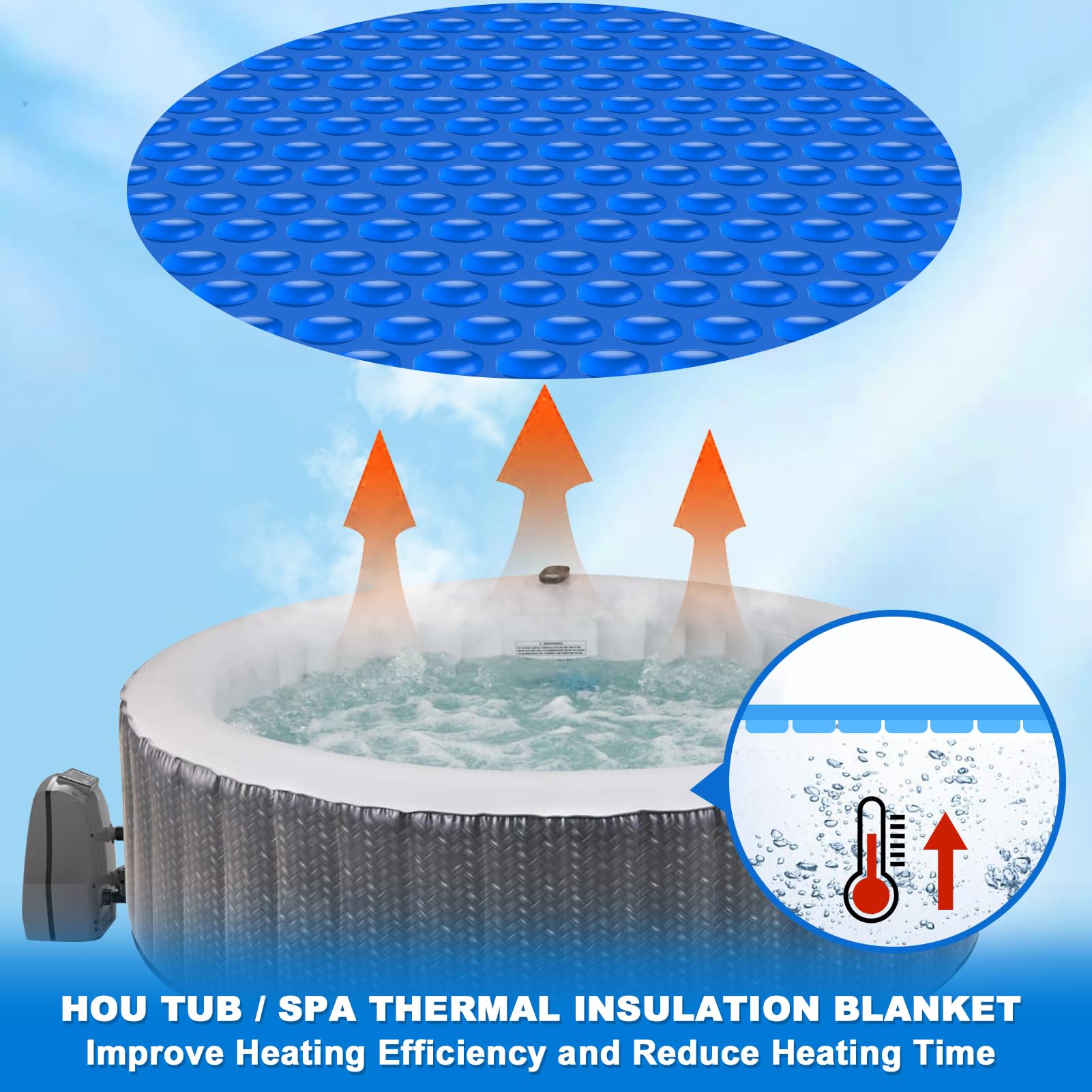 Snapklik.com : Kestnsee Hot Tub Spa Solar Bubble Cover Blanket For ...