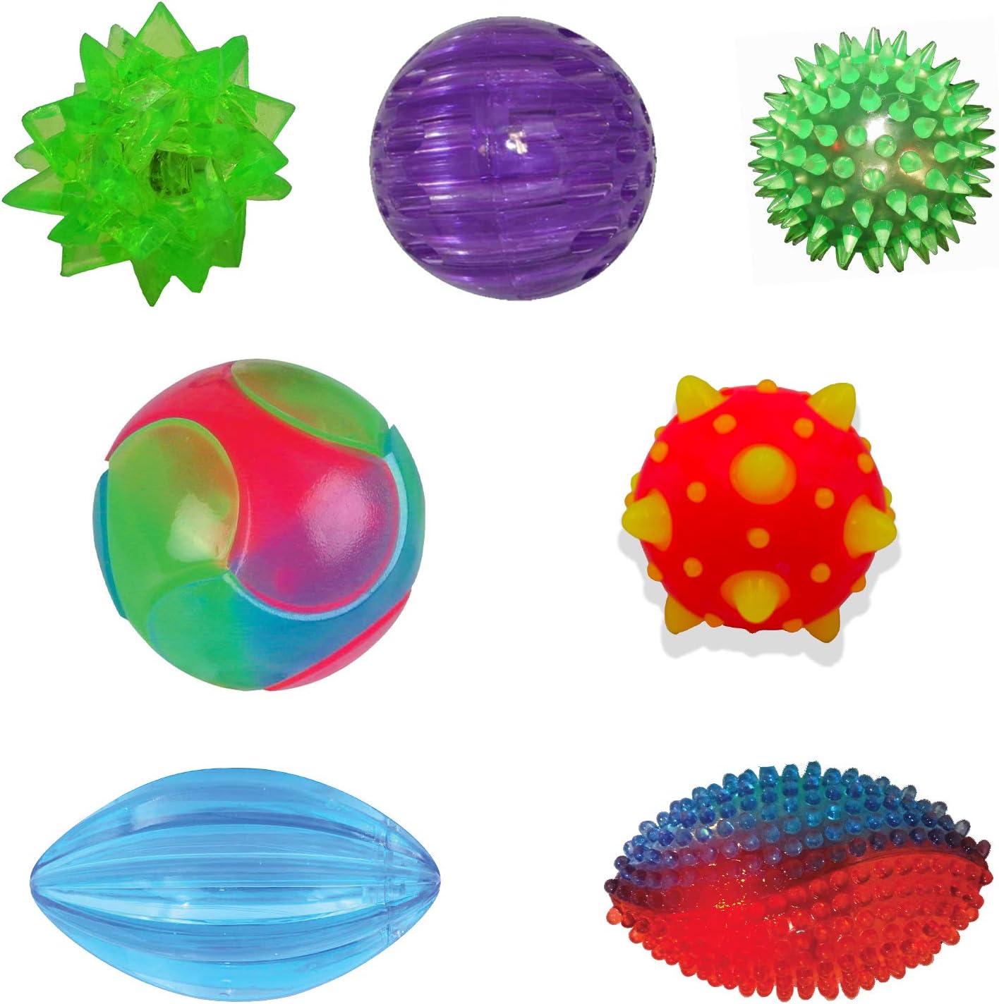 Playlearn 7Pcs Sensory Tactile Flashing Ball for ADHD ADD & High ...