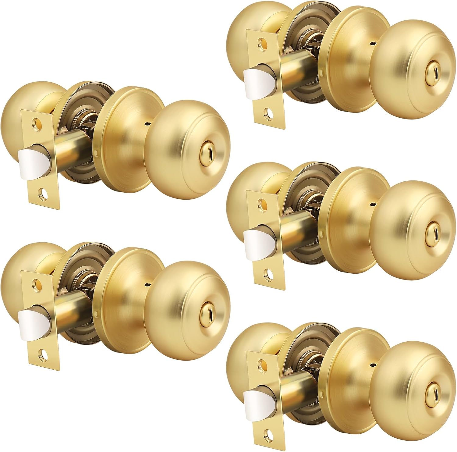 Probrico 5 Pack Gold Privacy Door Knob, Keyless Doorknobs Interior ...