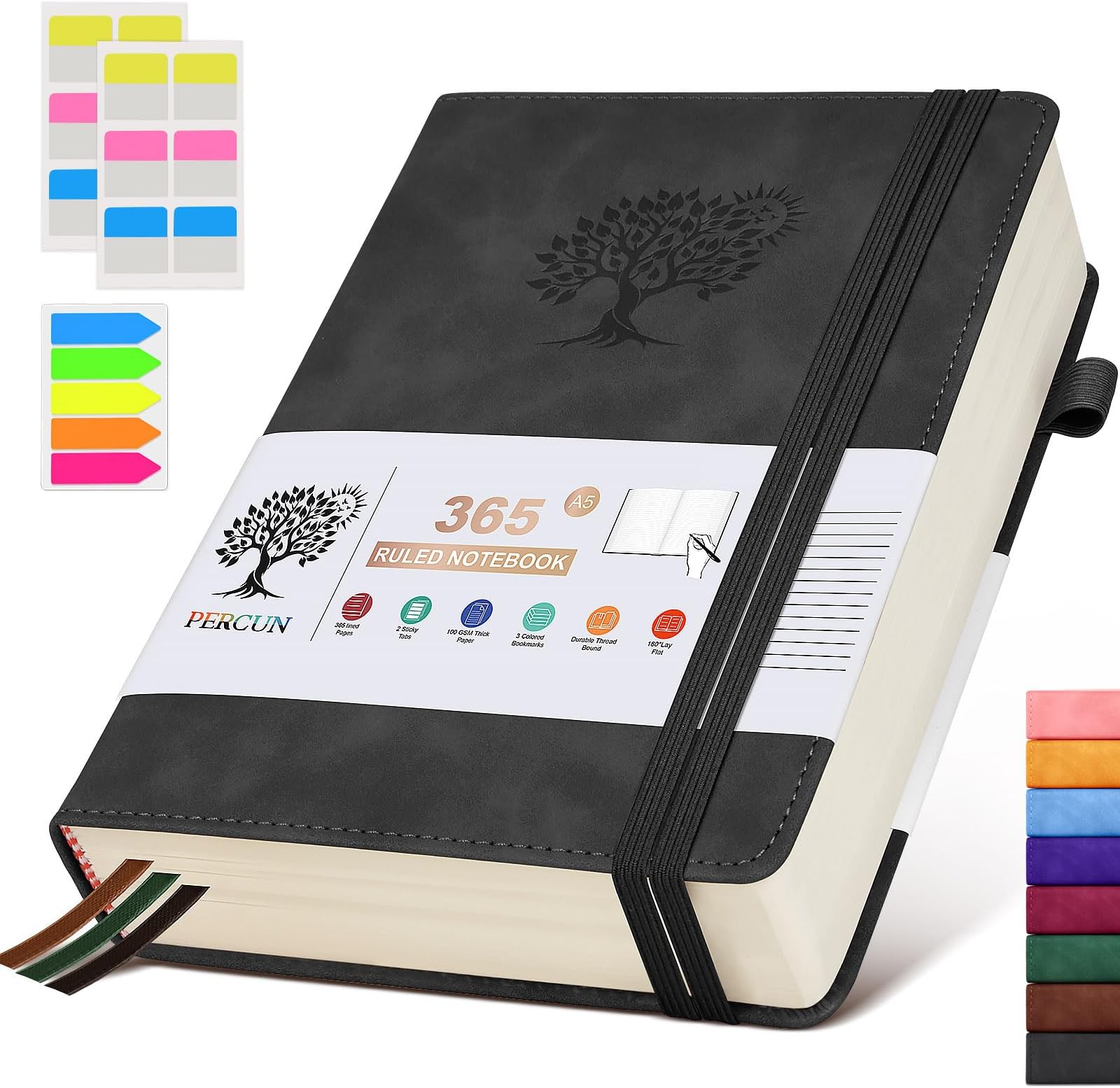 Amazon.com : A5 Lined Journal Notebook - 365 Page Leather Journals for ...