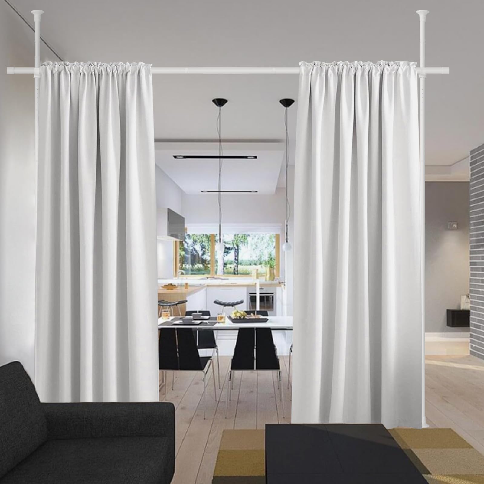 Room Divider Curtain Rod, No Drilling curtain divider for Room ...