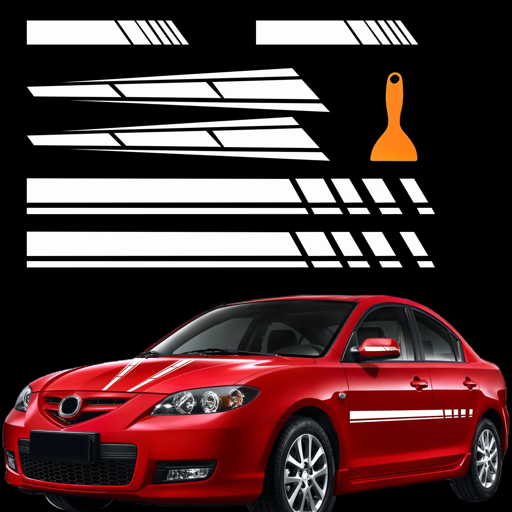 Amazon.com: Tecledsn 6PCS Car Hood Stripe Stickers, Racing Sport Vinyl ...