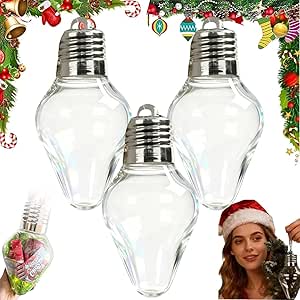 Amazon.com: Christmas Bulb Gift Jar | 3 PC Christmas Bulb Candy Storage ...