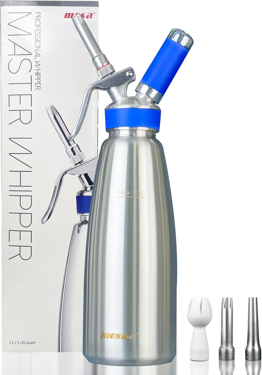 Amazon.com: Mosa Professional Stainless Steel Whipped Cream Dispenser ...