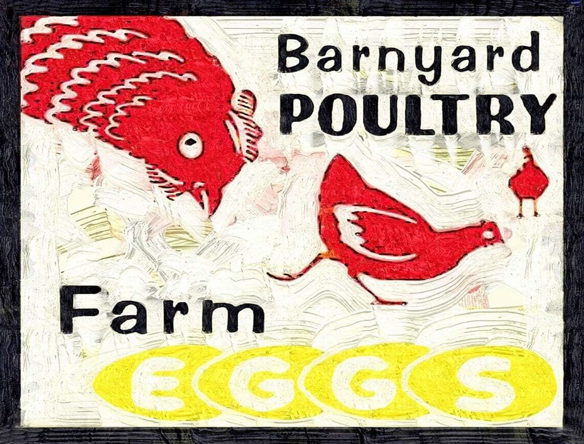 Over Tin Sign Barnyard Poultry Farm Eggs Dairy Rooster Chicken Decor ...