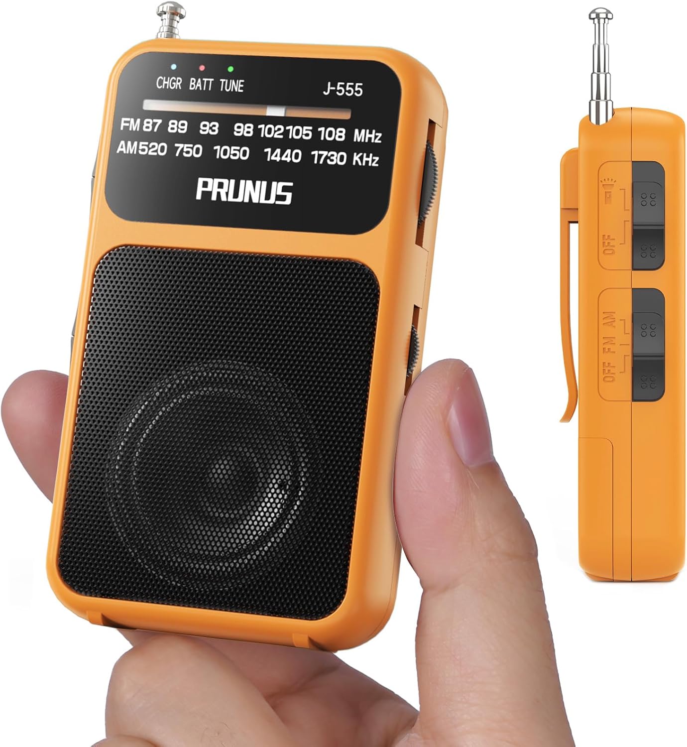 Amazon.com: PRUNUS J-555 Pocket Radio AM FM USB-C Charging& Battery ...