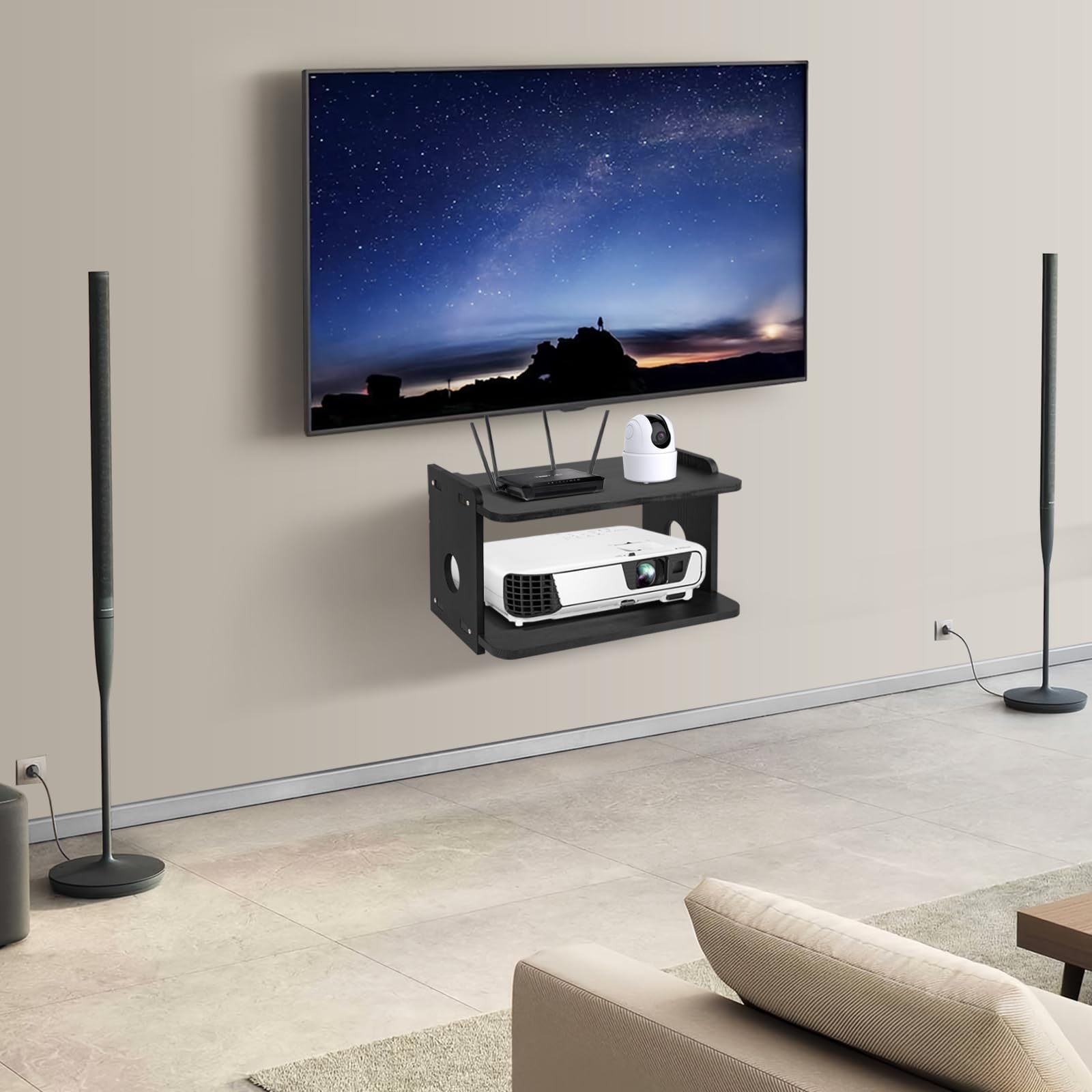 Snapklik.com : Projector Shelf,Projector Wall Mount Floating Shelf ...
