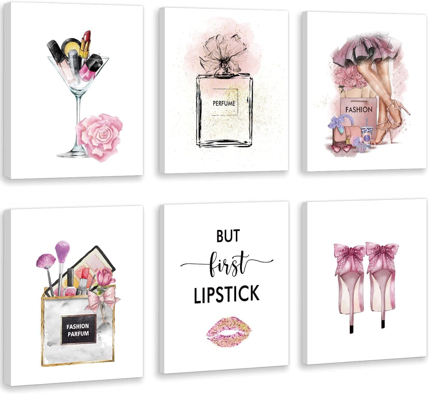 CHDITB Fashion Women Canvas Wall Art Framed Modern Makeup Wall Art For ...