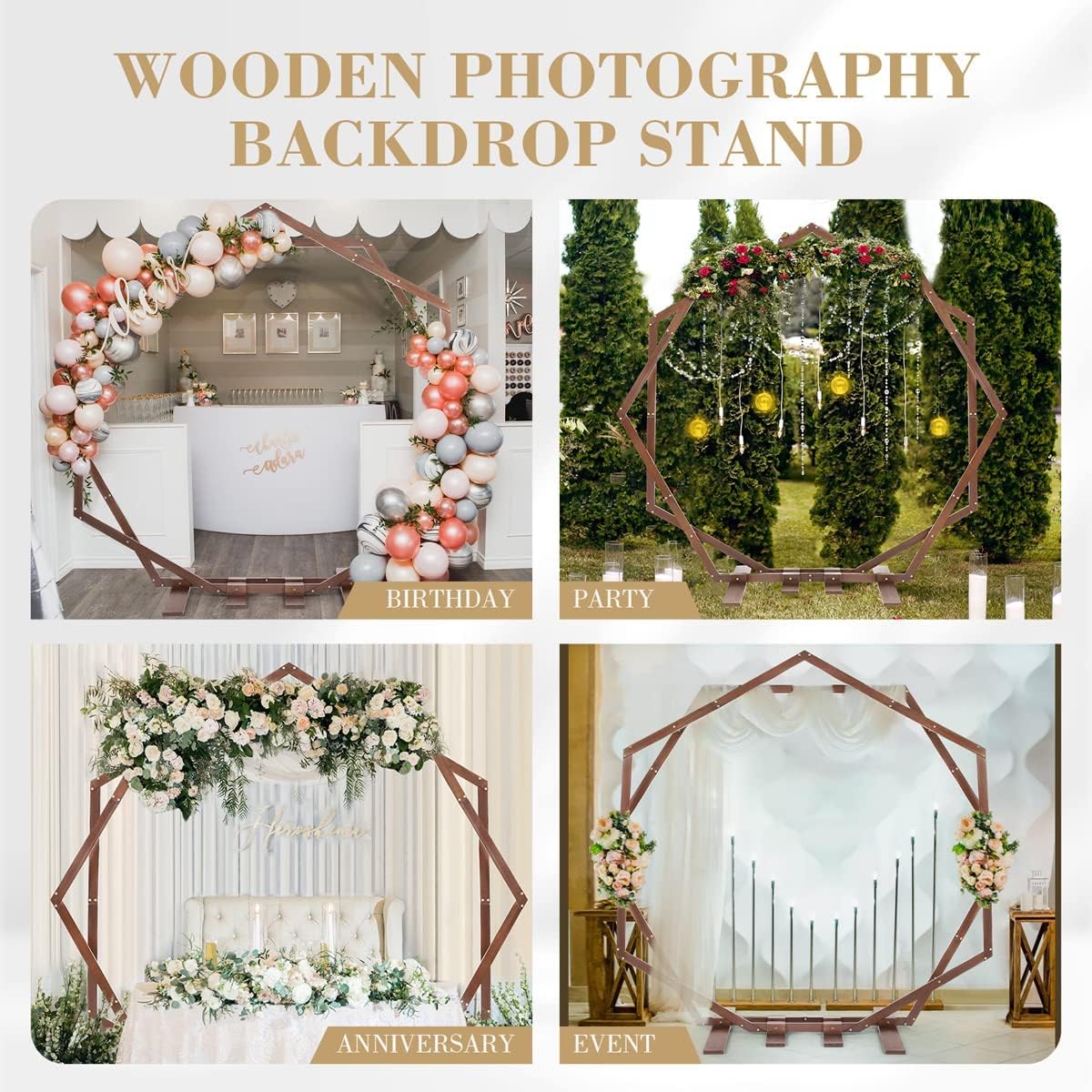 Snapklik.com : Wooden Wedding Arch, 7.2FT Wooden Arch For Wedding ...