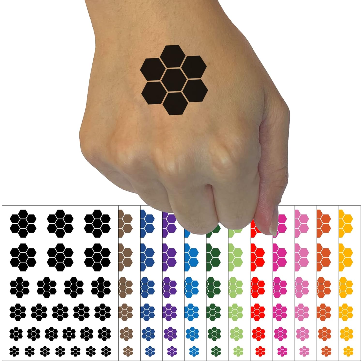 Amazon.com : Bee Honeycomb Solid Temporary Tattoo Water Resistant Fake ...