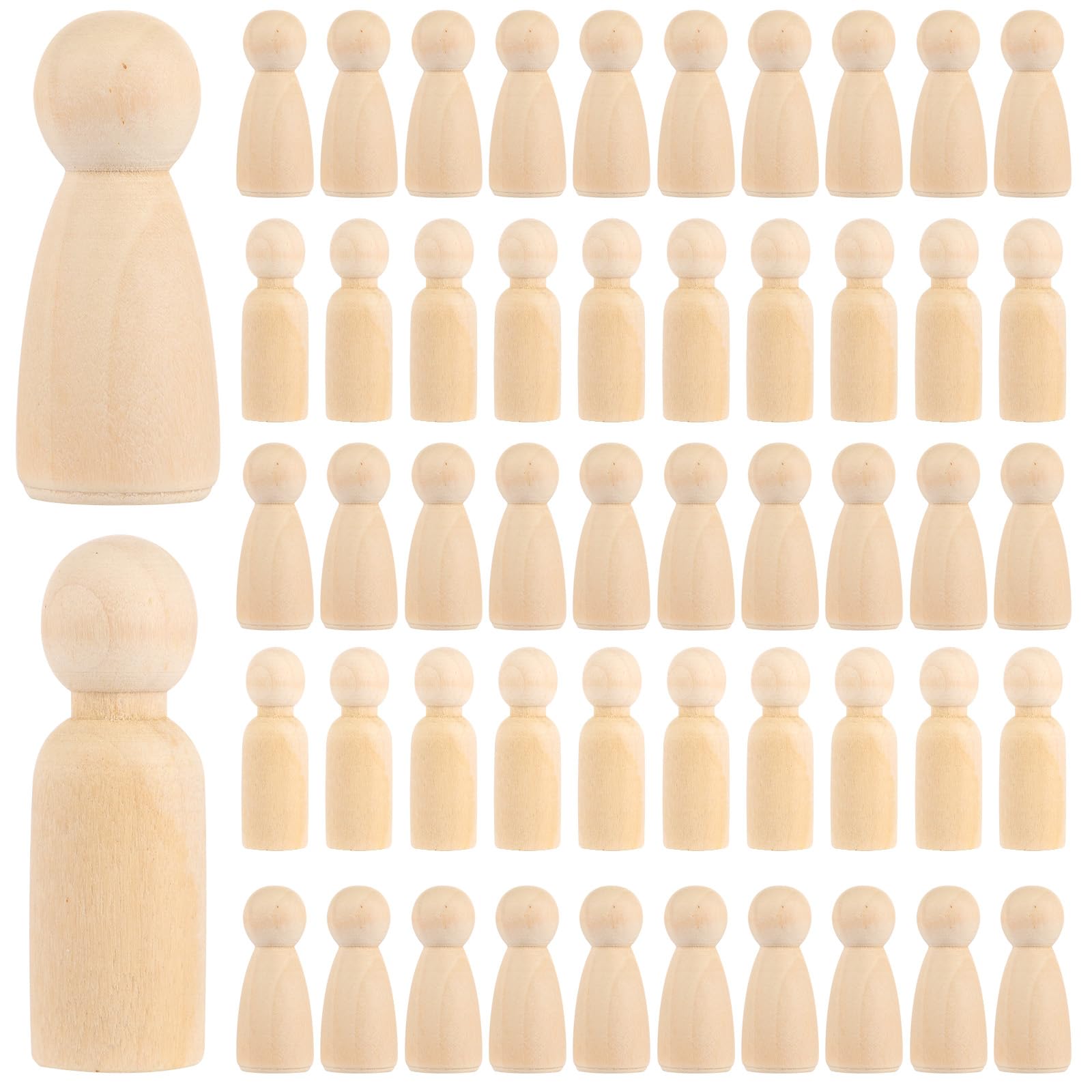 100 Pack Unfinished Wooden Peg Dolls Peg People Doll Bodies ...