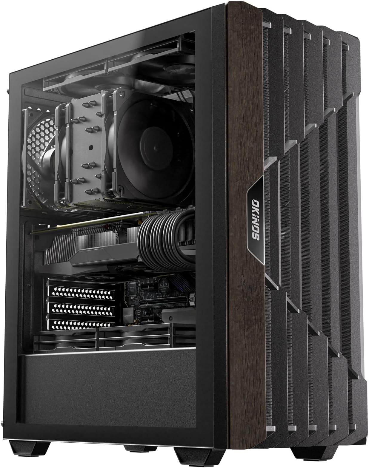 Amazon.com: Okinos Oak Wood ATX PC Case, 4 x 120mm 3 Pin Non-PWM Case ...