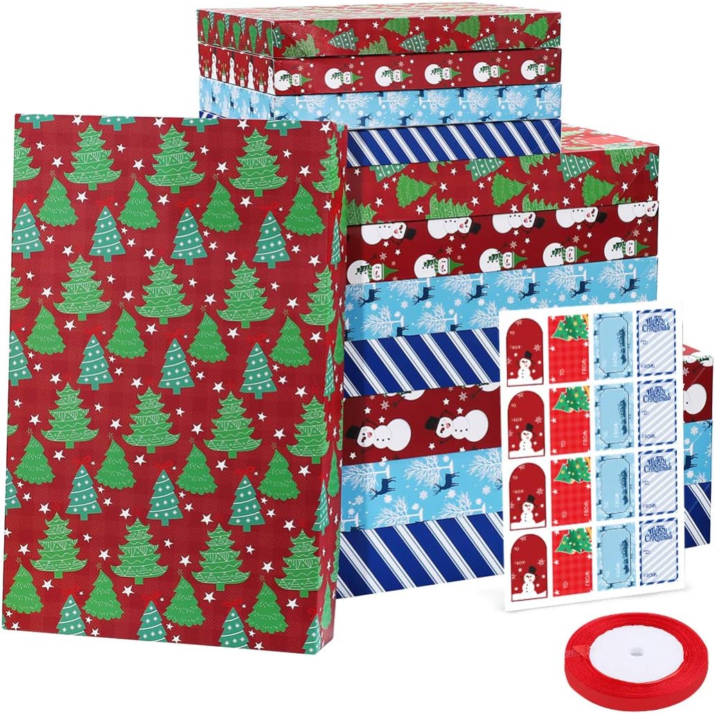 Amazon.com: Christmas Gift Boxes with Lids, Cabilock 12 Pack Christmas ...