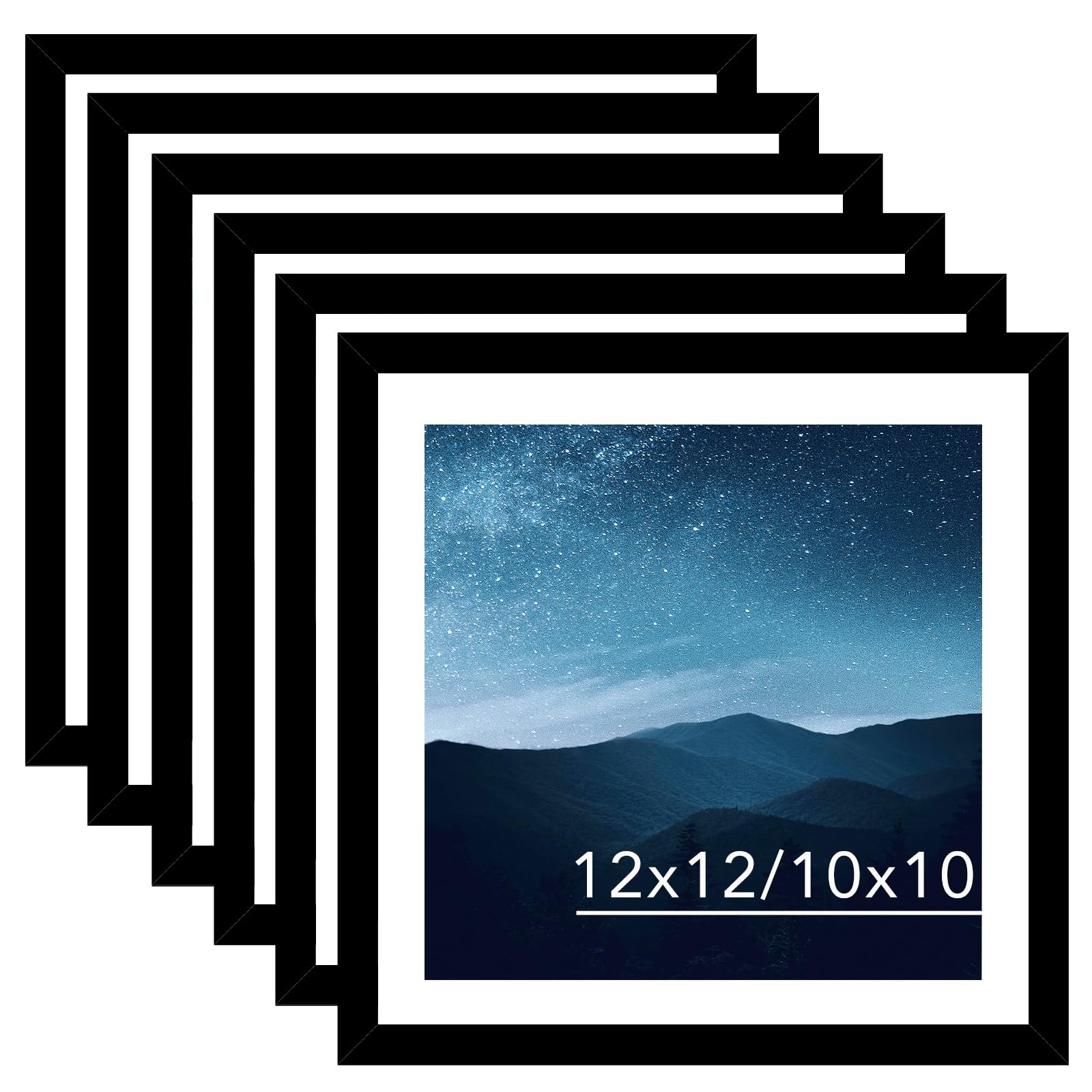 Amazon.com - JCJMY 12x12 Picture Frame Set of 6 Black with 10x10 Mat ...