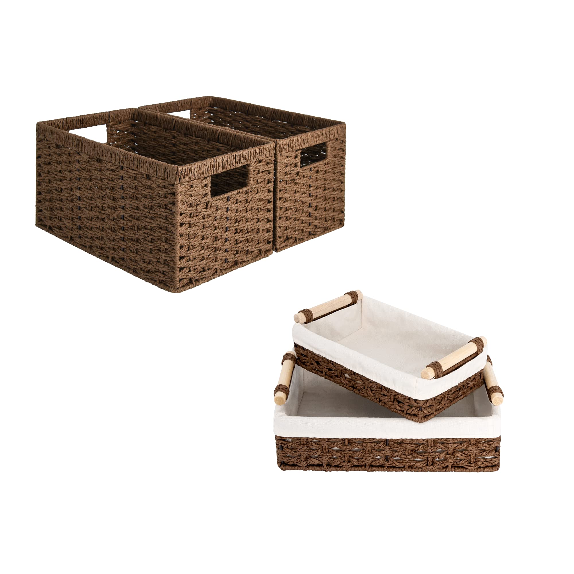 Amazon.com: StorageWorks Round Paper Rope Storage Baskets : Home & Kitchen