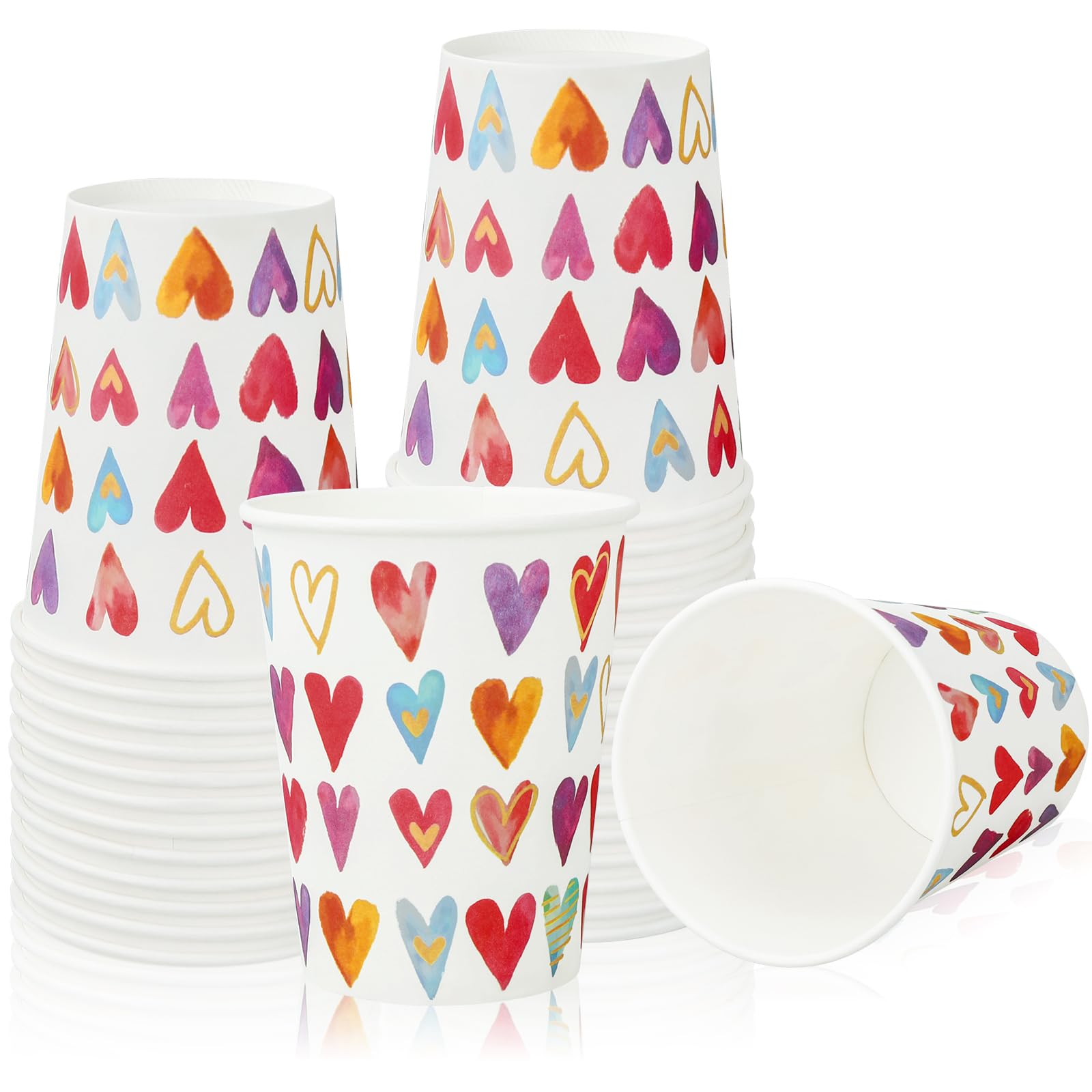 Amazon.com: JarThenaAMCS 100Pcs Valentine‘s Day Paper Cups Watercolor ...