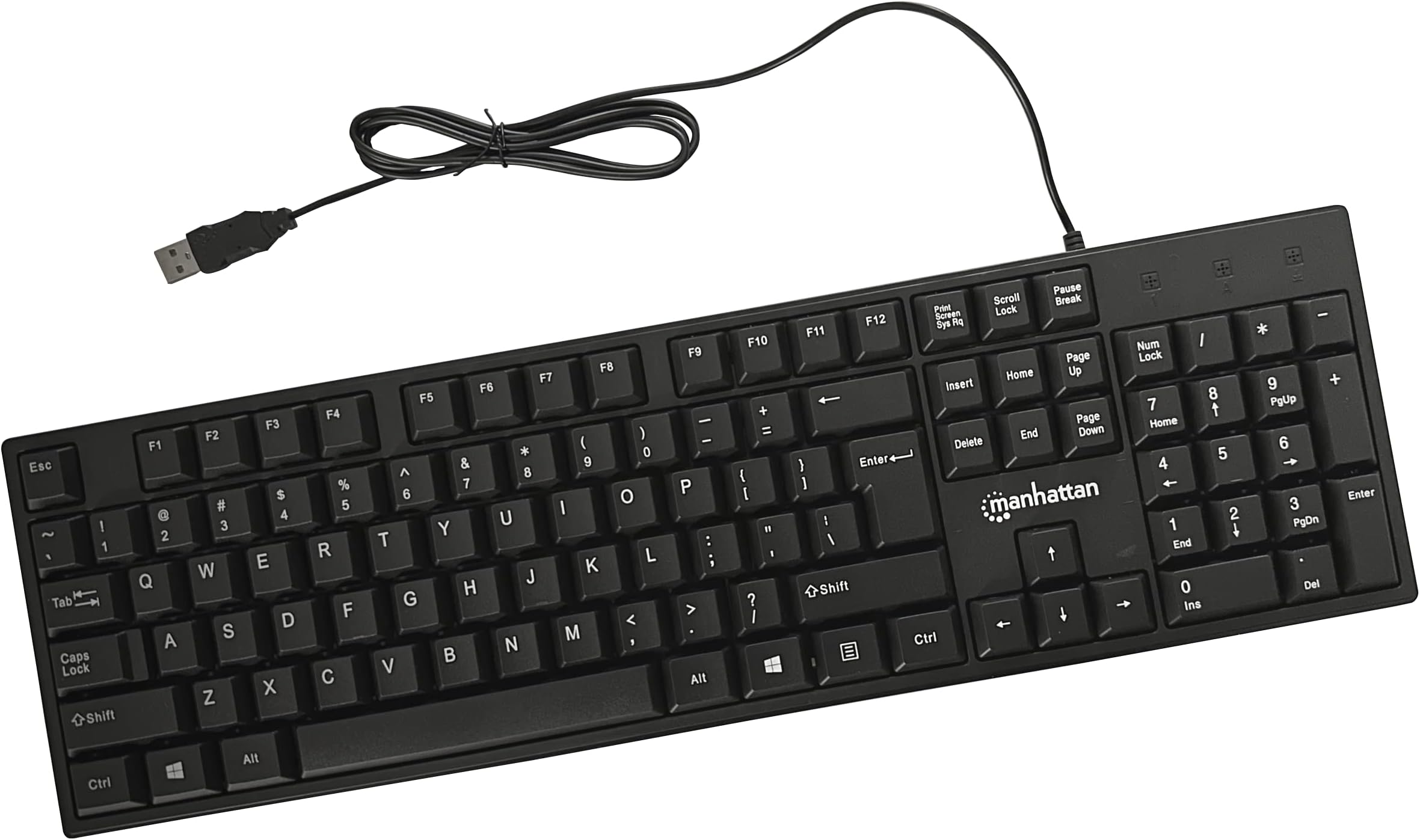 Amazon.com: Manhattan Wired Computer Keyboard – Basic Black Keyboard ...