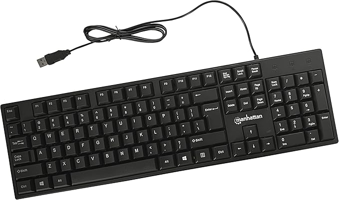 Amazon.com: Manhattan Wired Computer Keyboard – Basic Black Keyboard ...