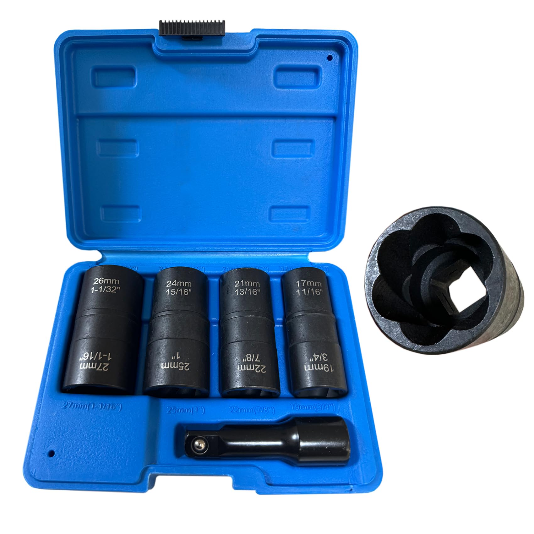 Flip Edition Lug Nut Remover Socket, 5 pcs 1/2" Drive Impact Flip ...