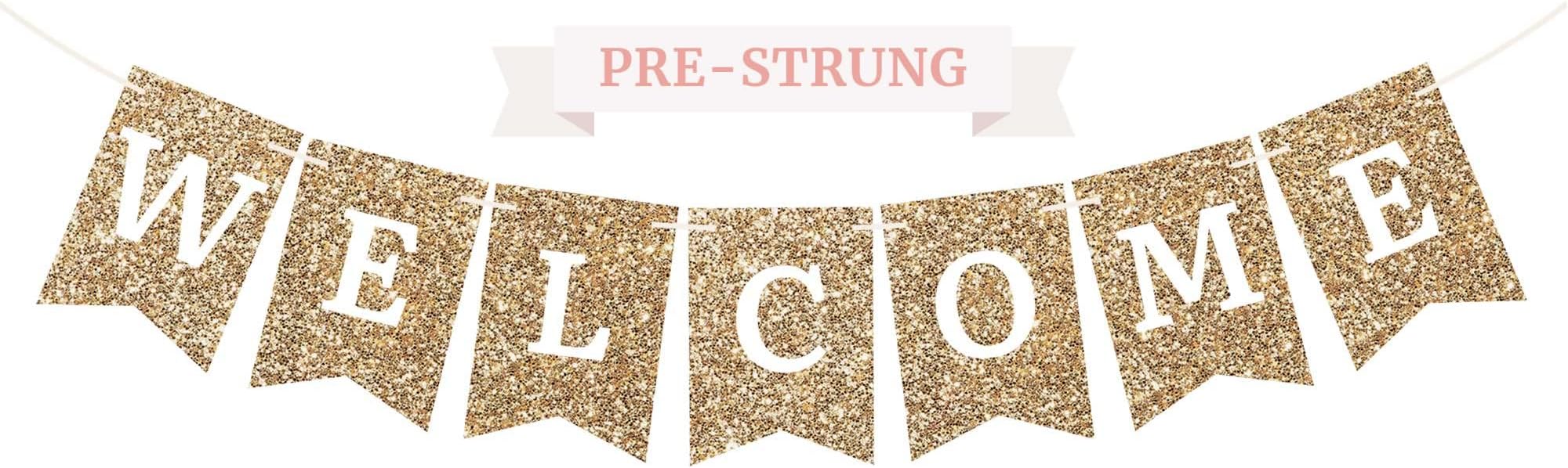 Amazon.com: Blukey Pre-Strung Holographic Welcome Banner Decorations ...