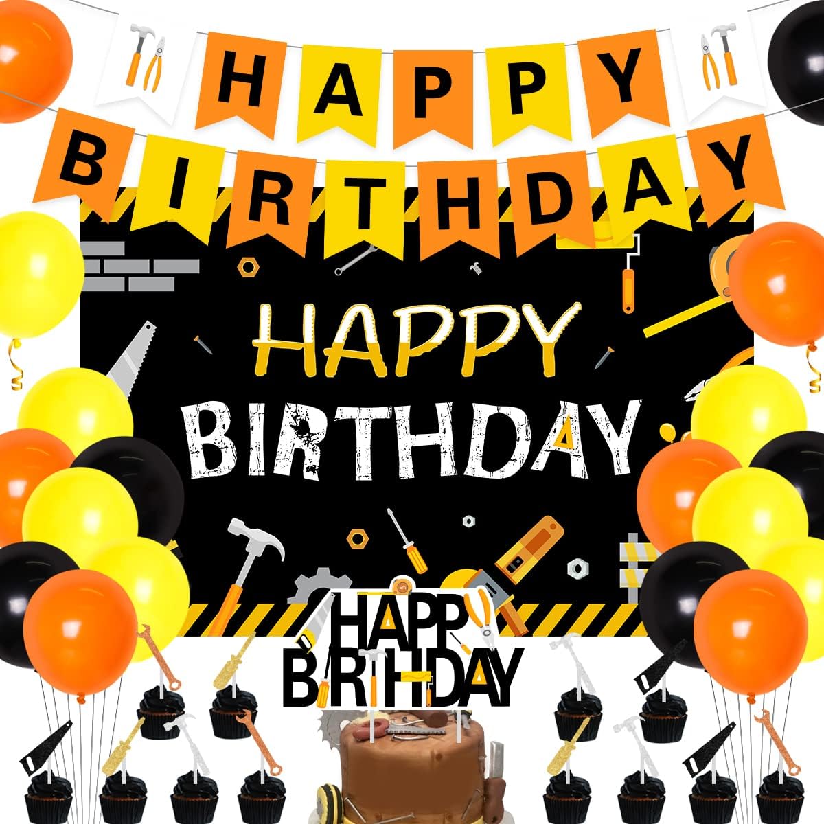 Amazon.com: Tools Birthday Party Decorations for Boys Man Tools Happy ...