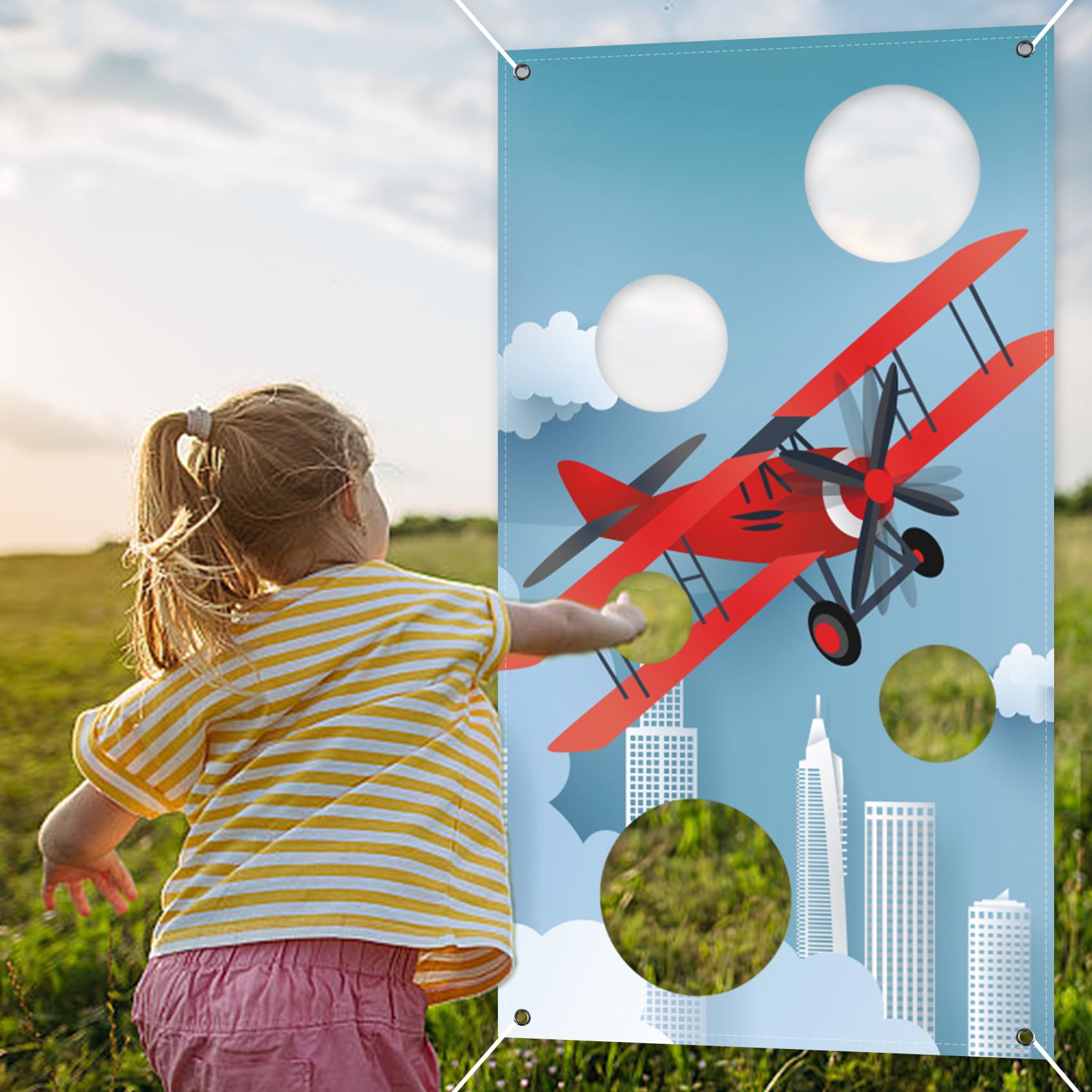 Snapklik.com : YongFoto Red Airplane Toss Game Banner