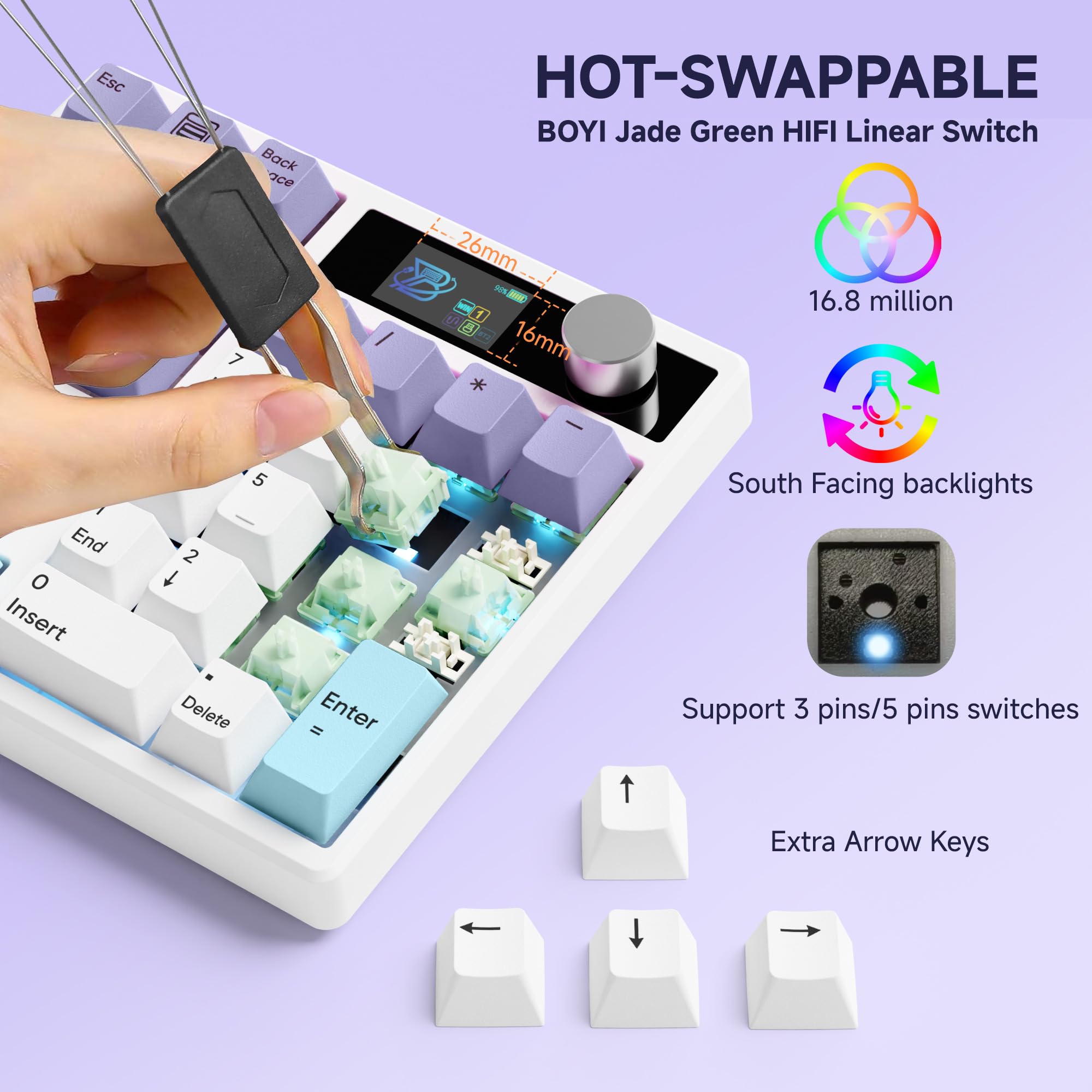 Snapklik.com : BOYI TD31Pro Mechanical Number Pad,Bluetooth5.0/2.4G ...