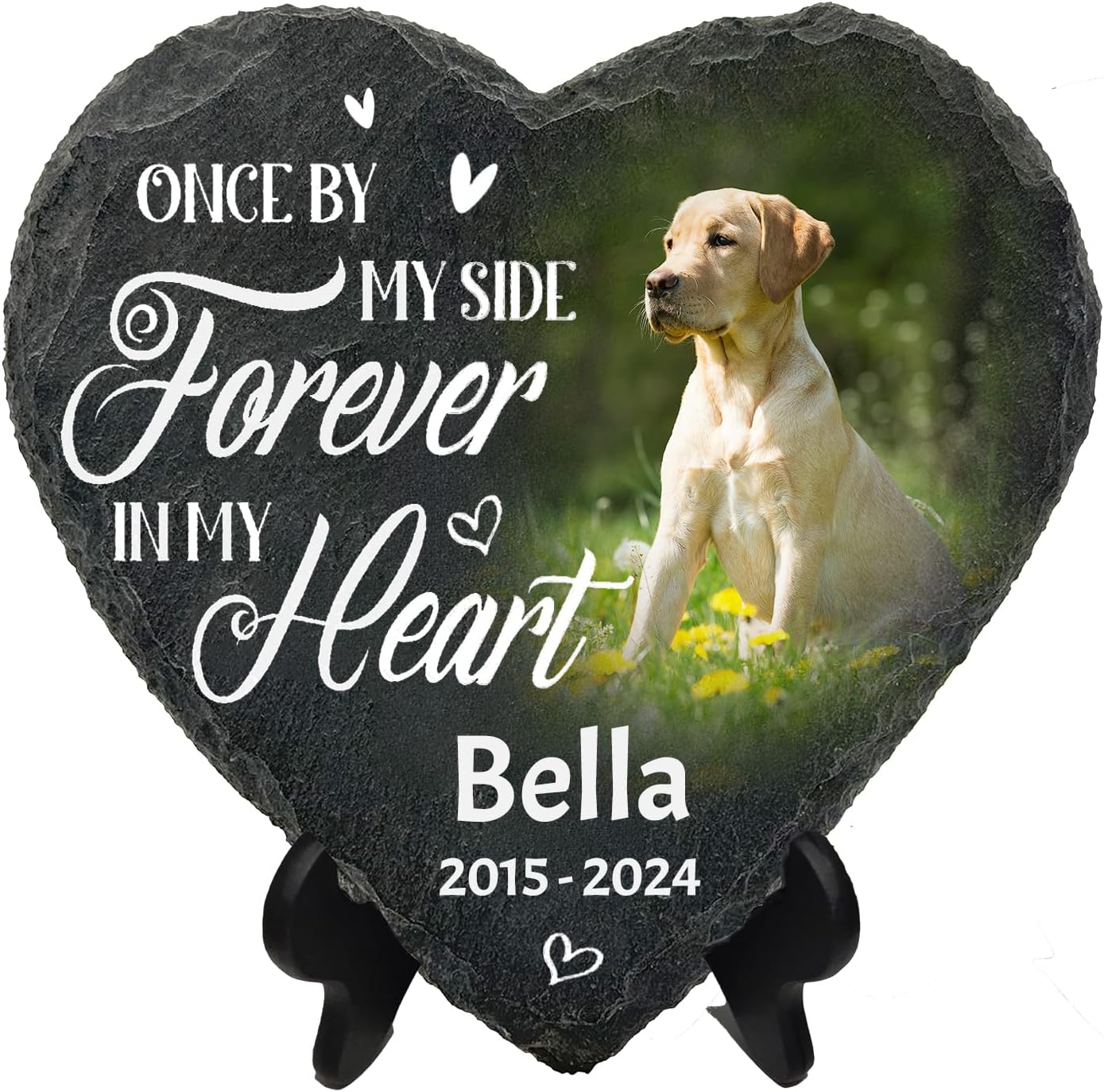 JoyJot Personalized Pet Memorial Stone, Heart-Shaped Plaque with Photo ...