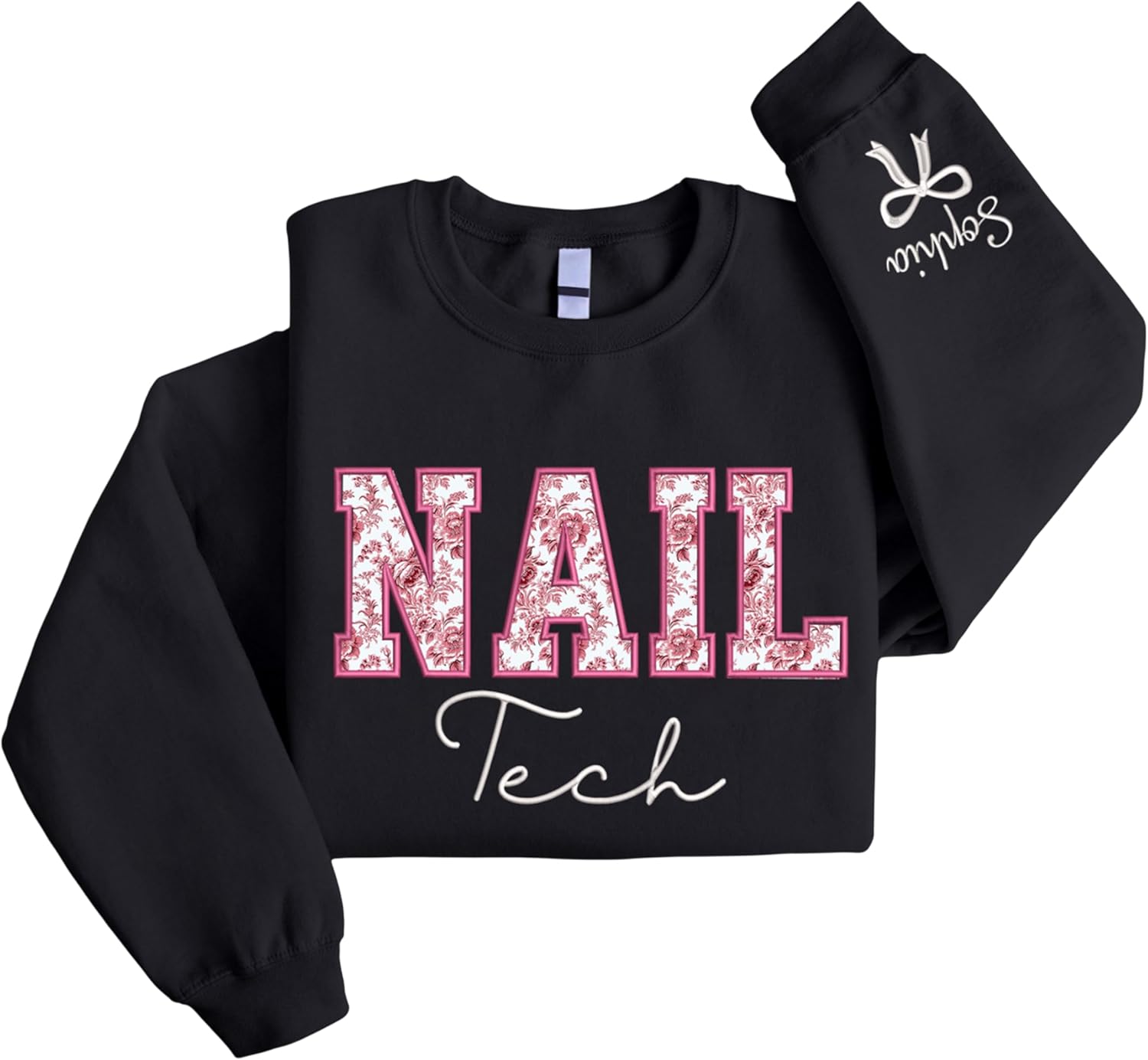 UrbanNEST Personalized Nail Tech Sweatshirt – Custom Floral Applique ...
