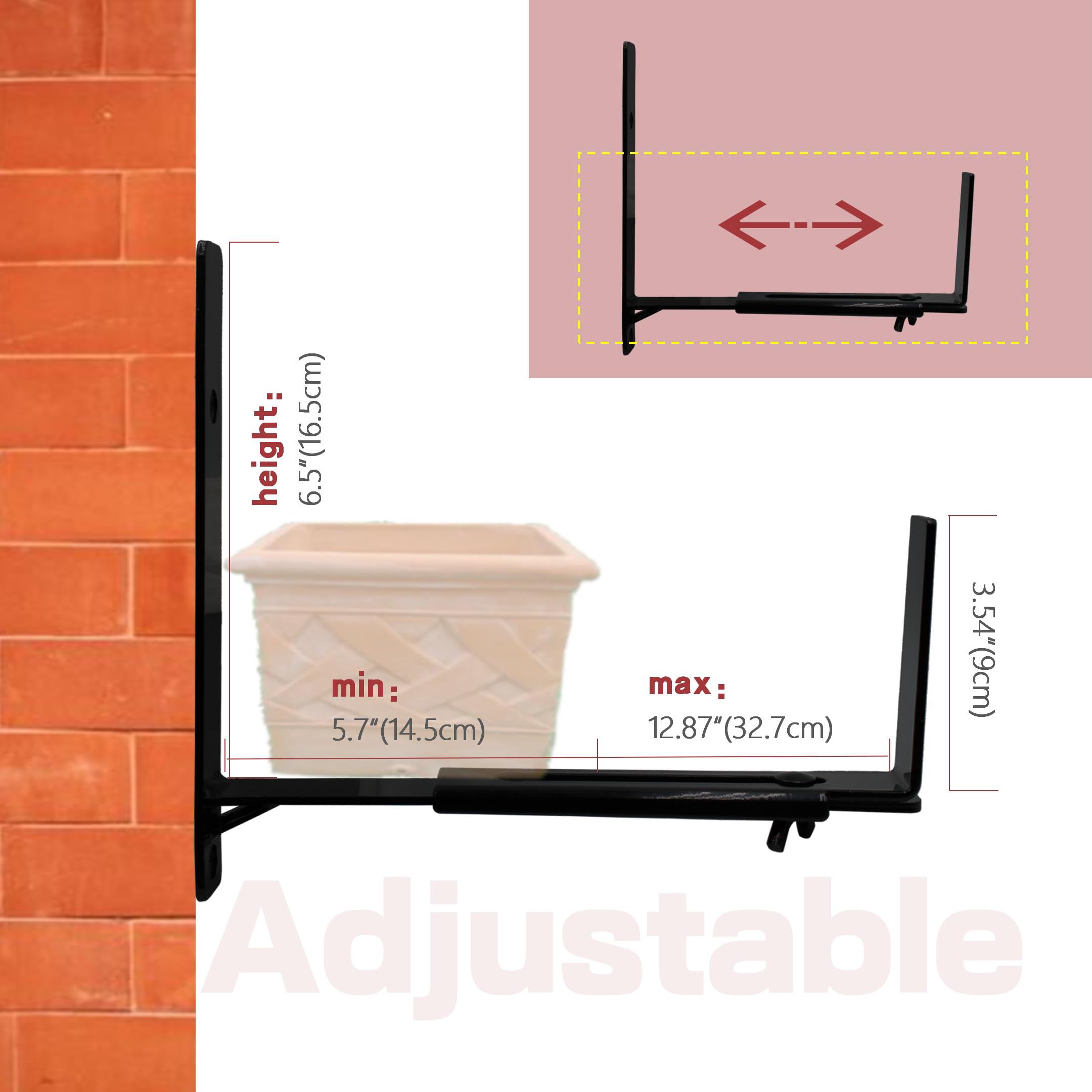 Snapklik.com : Planter Box Brackets, 4 Pack Adjustable Window Box ...
