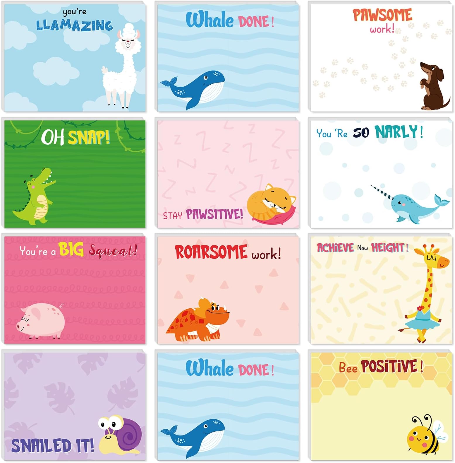 Amazon.com : Gueevin 12 Pcs Cute Teacher Animal Pun Sticky Note Pads ...