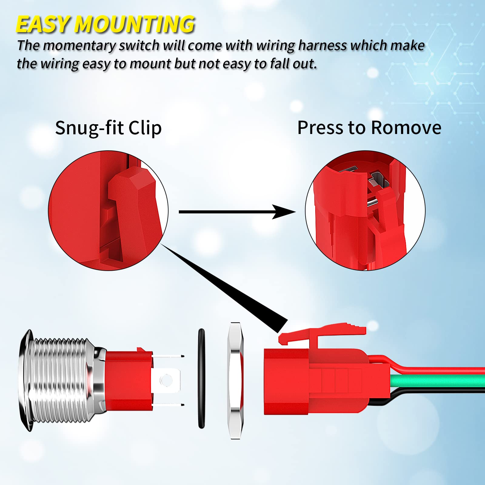 Snapklik.com : Momentary Push Button Switch 20 Amp 12V Push Start ...
