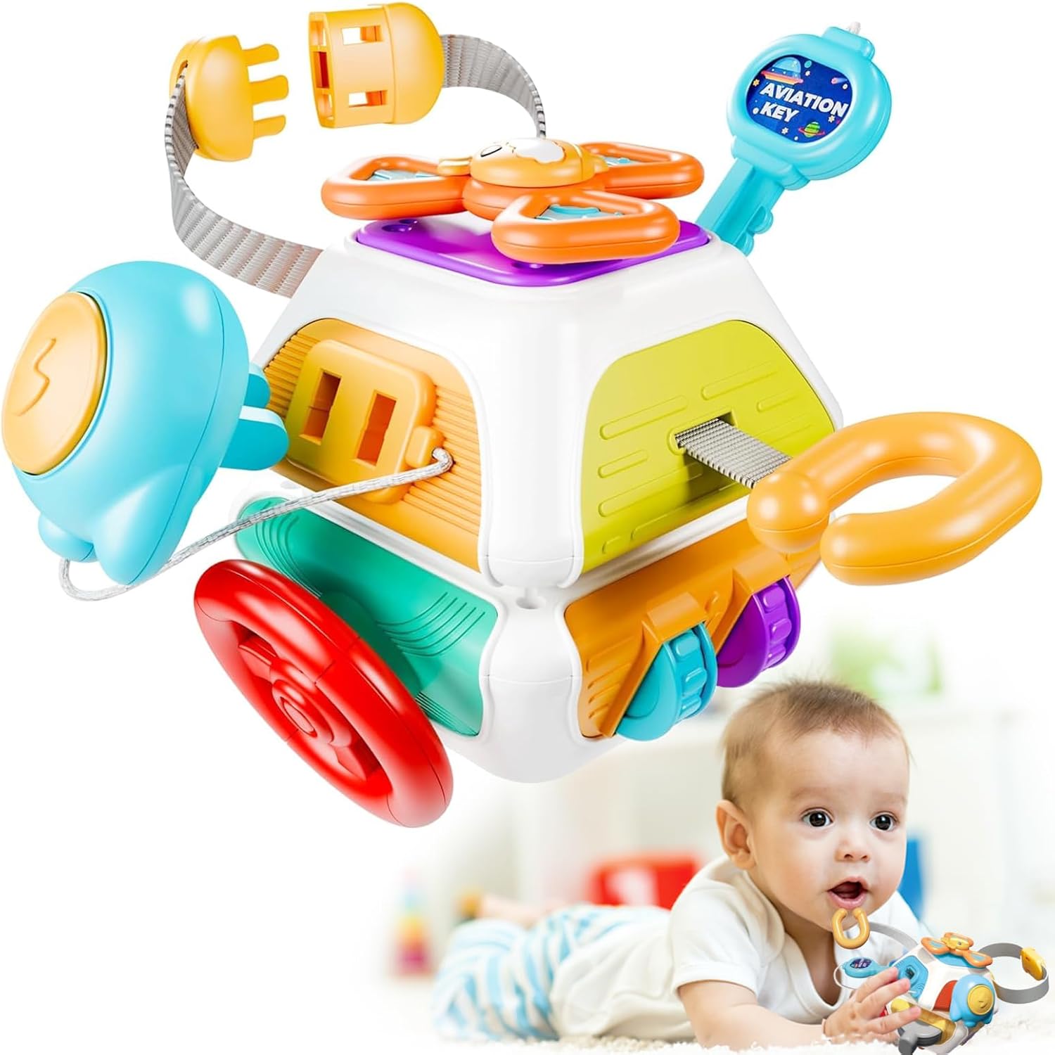 Briuhap Baby Busy Cube Toys - 10-in-1 Montessori Sensory Fun