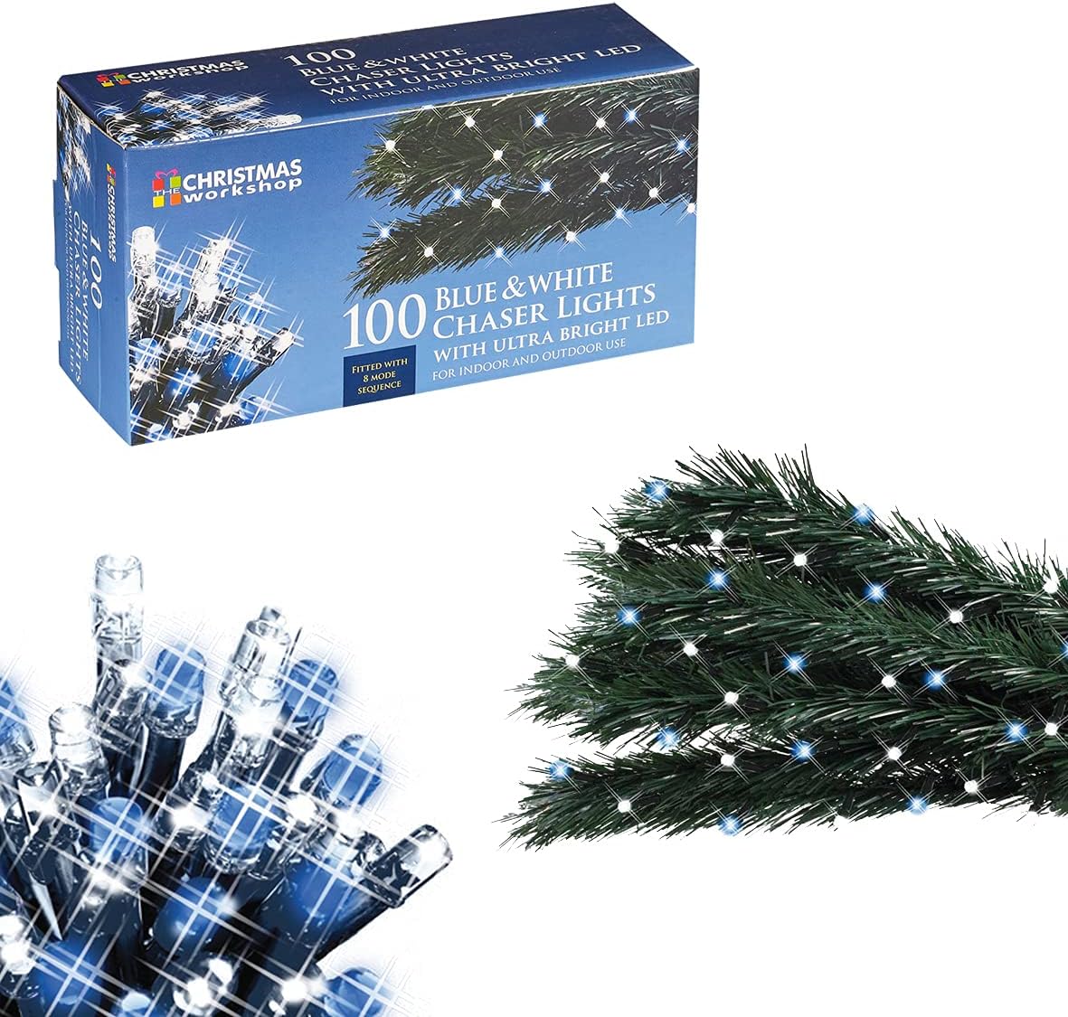 The Christmas Workshop 78020 300 Pink LED Chaser Christmas Lights ...