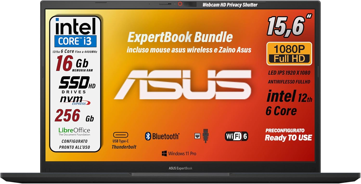 ASUS notebook, pc portatile, Cpu Intel i3 di 12Th 6 Core, Ram 16 Gb ...