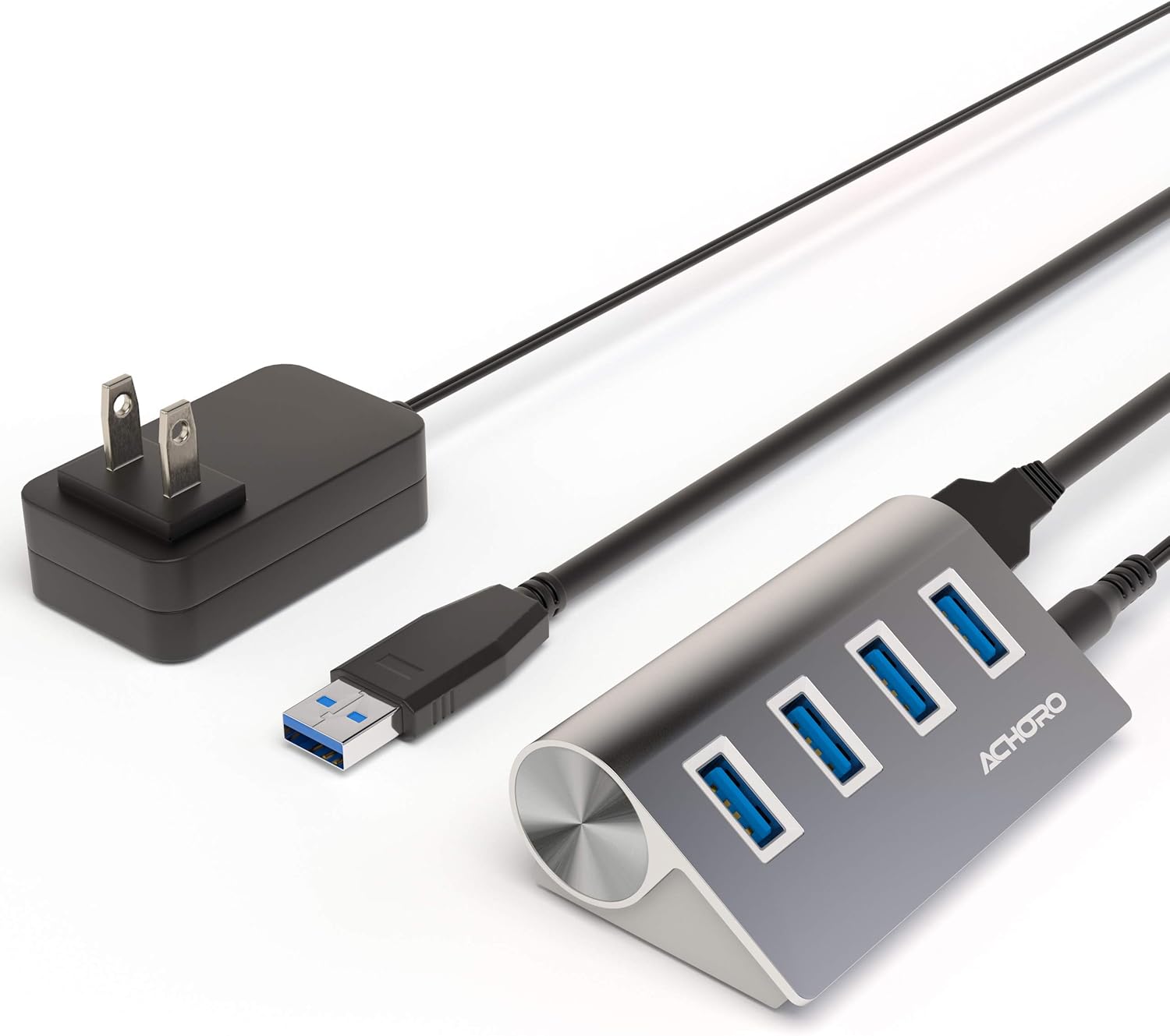 Amazon.com: ACHORO 4 Ports Computer USB Hub & Data Transfer Powered USB ...