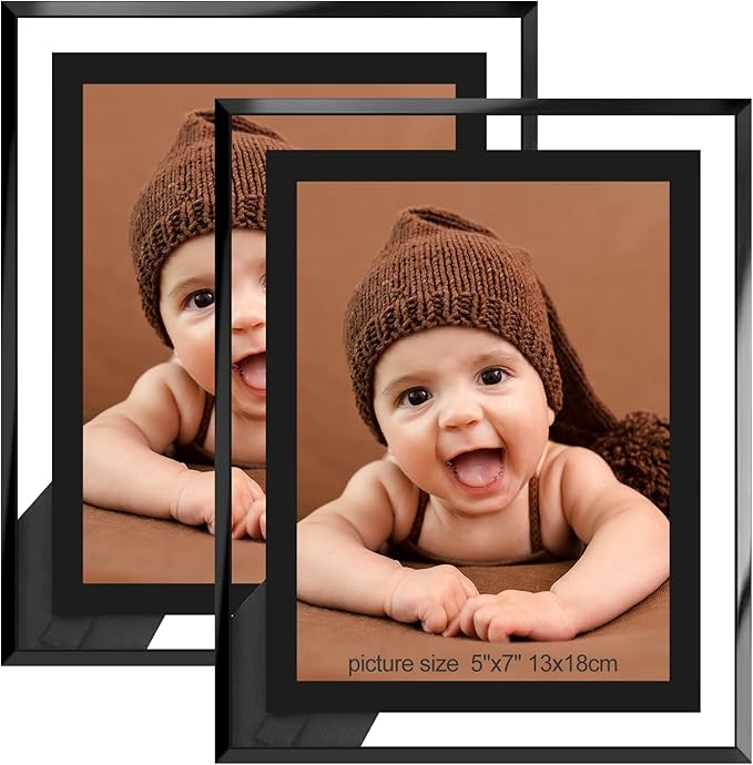 Amazon.com - HIKWADERY 5x7 Picture Frames Pack of 2, Black HD Real ...