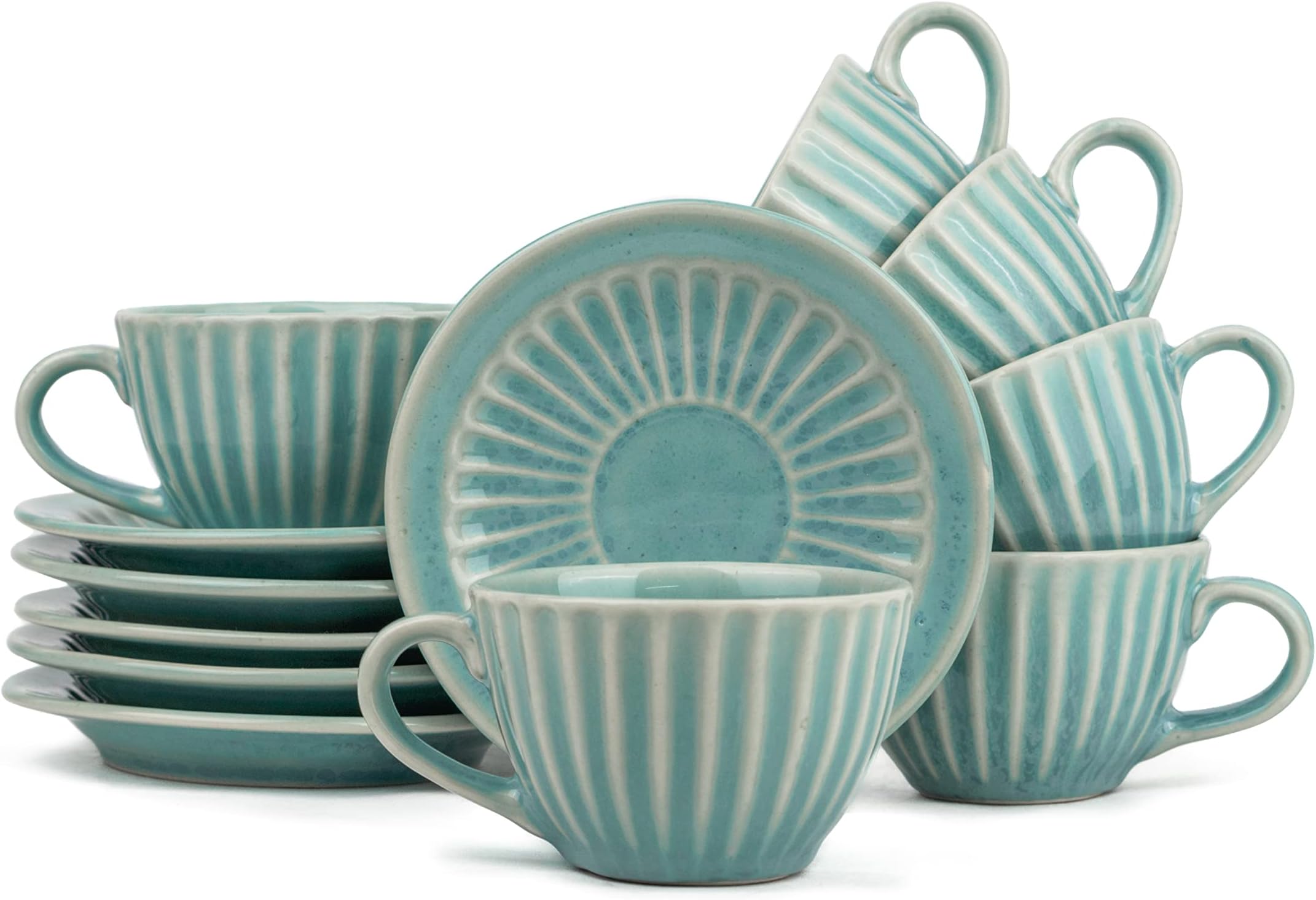 GOLDEN QUEEN'S Floral Cups, Saucer & Spoons Set for Coffee/Tea/Hot ...