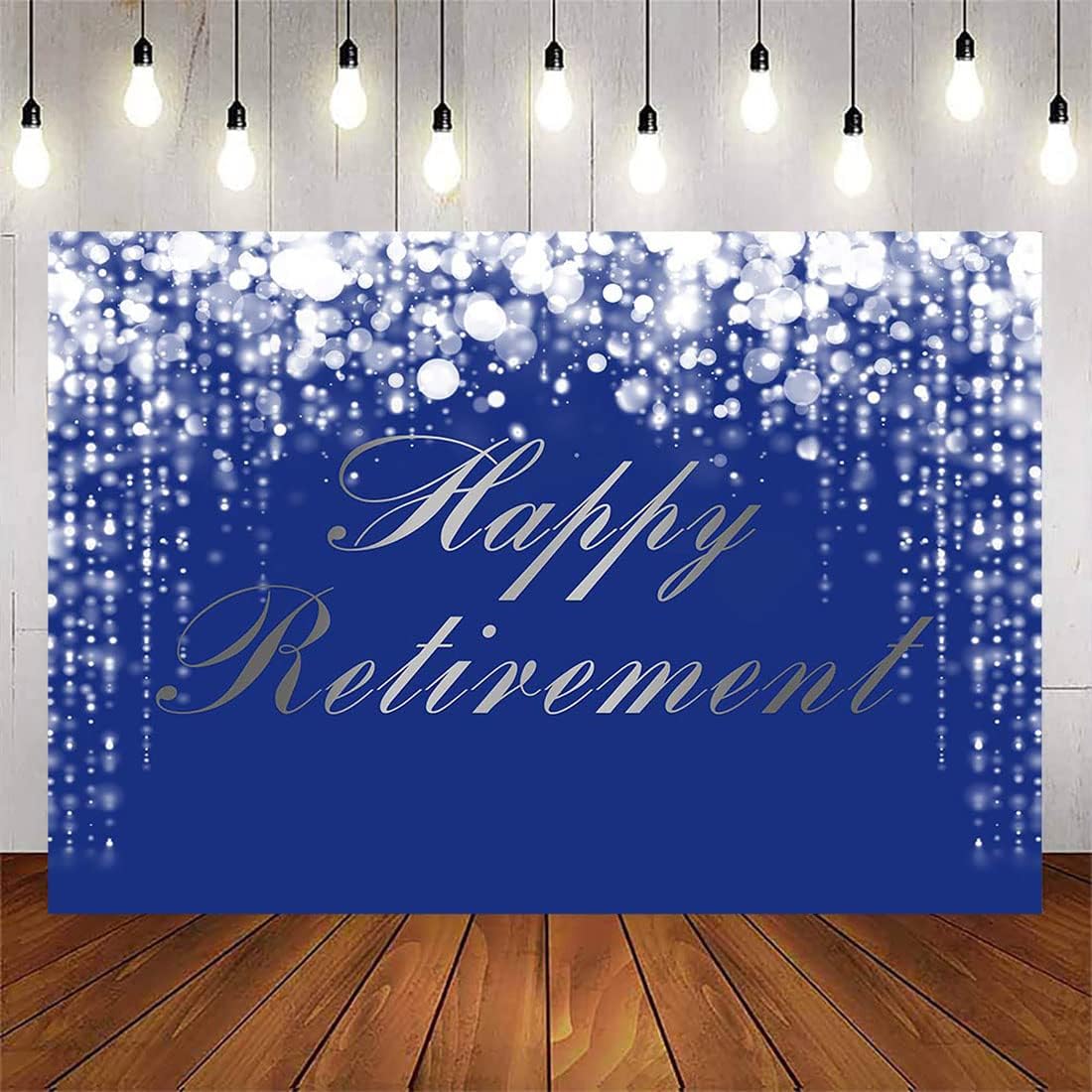 Amazon.com : Avezano Happy Retirement Backdrop Navy Blue Silver Glitter ...