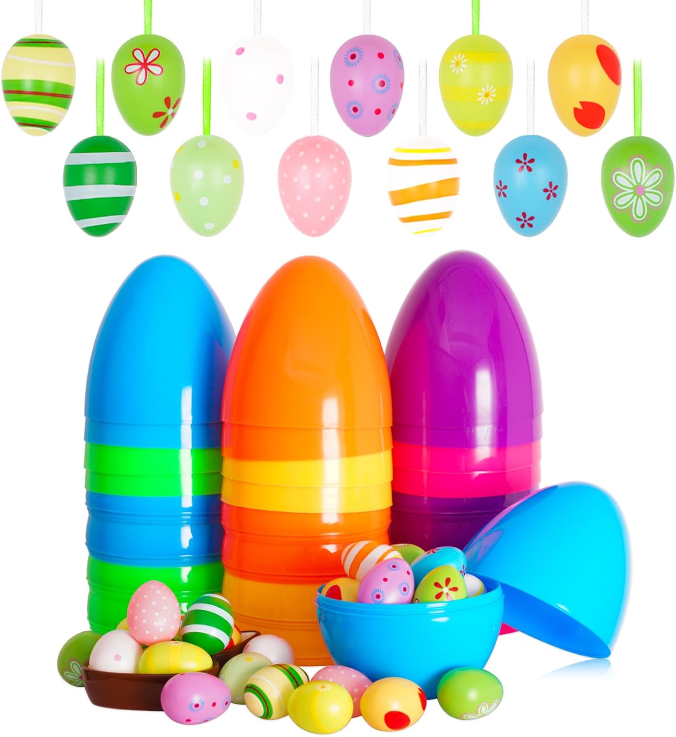 Amazon.com: Plastic Easter Eggs Empty for Easter Decorations, Easter ...
