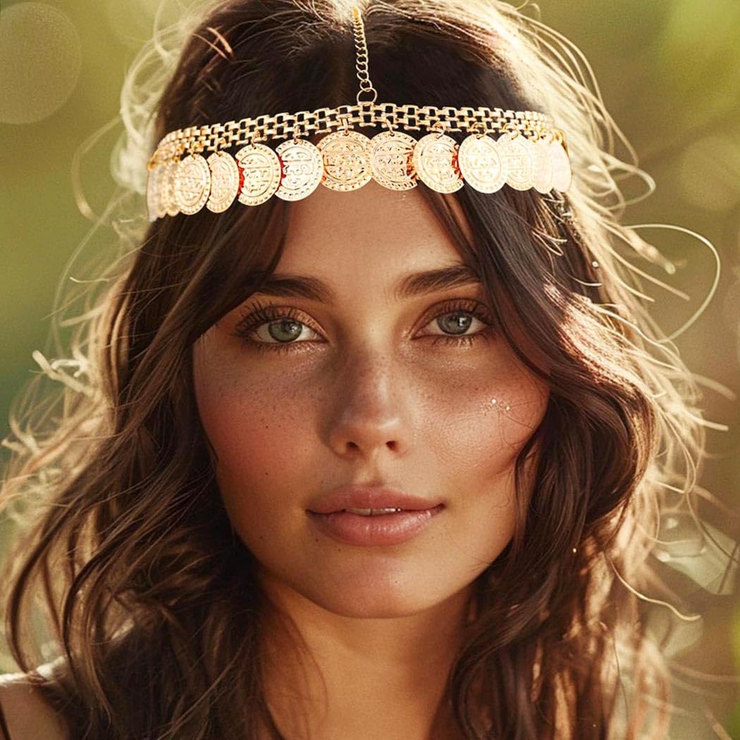 Snapklik.com : Coins Head Chain Gold Sequin Headpiece Hair Chains ...