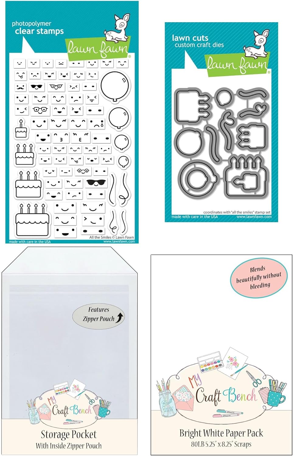 Amazon.com: Lawn Fawn Stamp & Die Set All The Smiles + MCB Secure ...