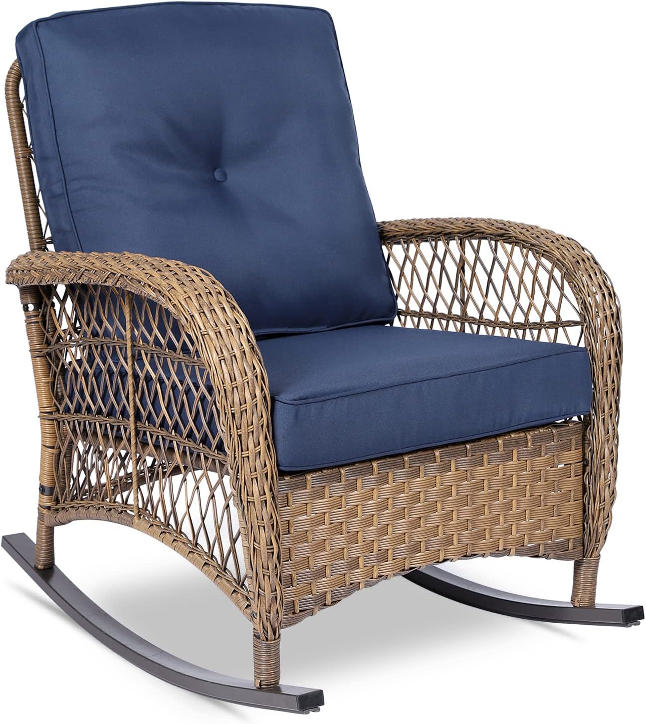Amazon.com: VIVIJASON Outdoor Wicker Rocking Chair, Patio Rattan Rocker ...